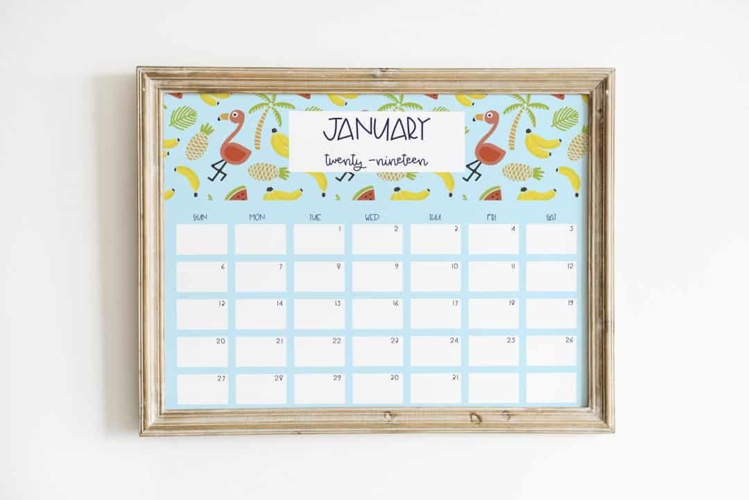 2019 flamingo calendar for a fresh and color new year! | Shabby Mint ...