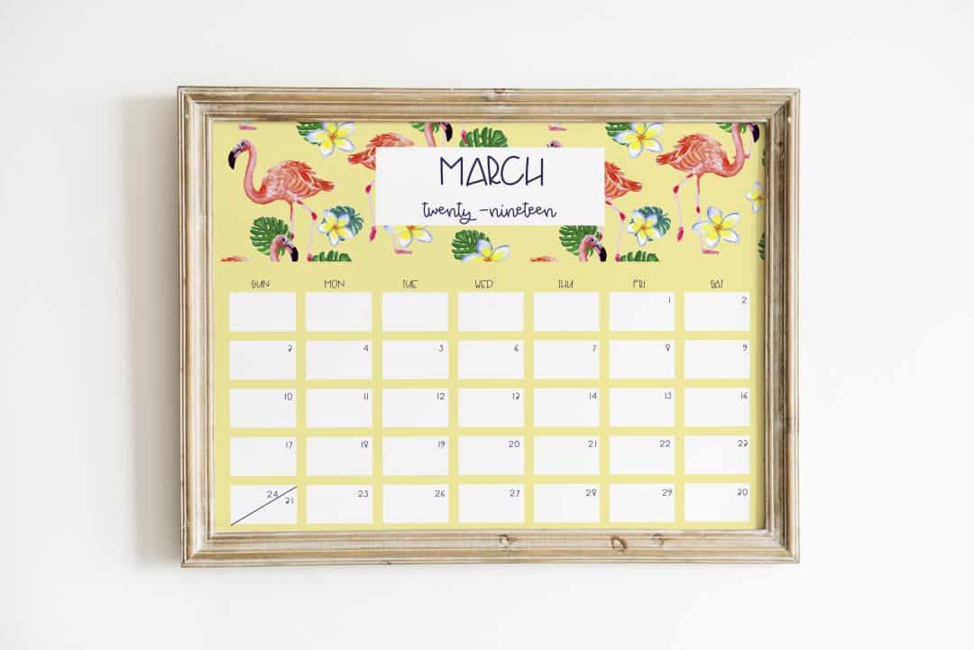 2019 flamingo calendar for a fresh and color new year! | Shabby Mint ...
