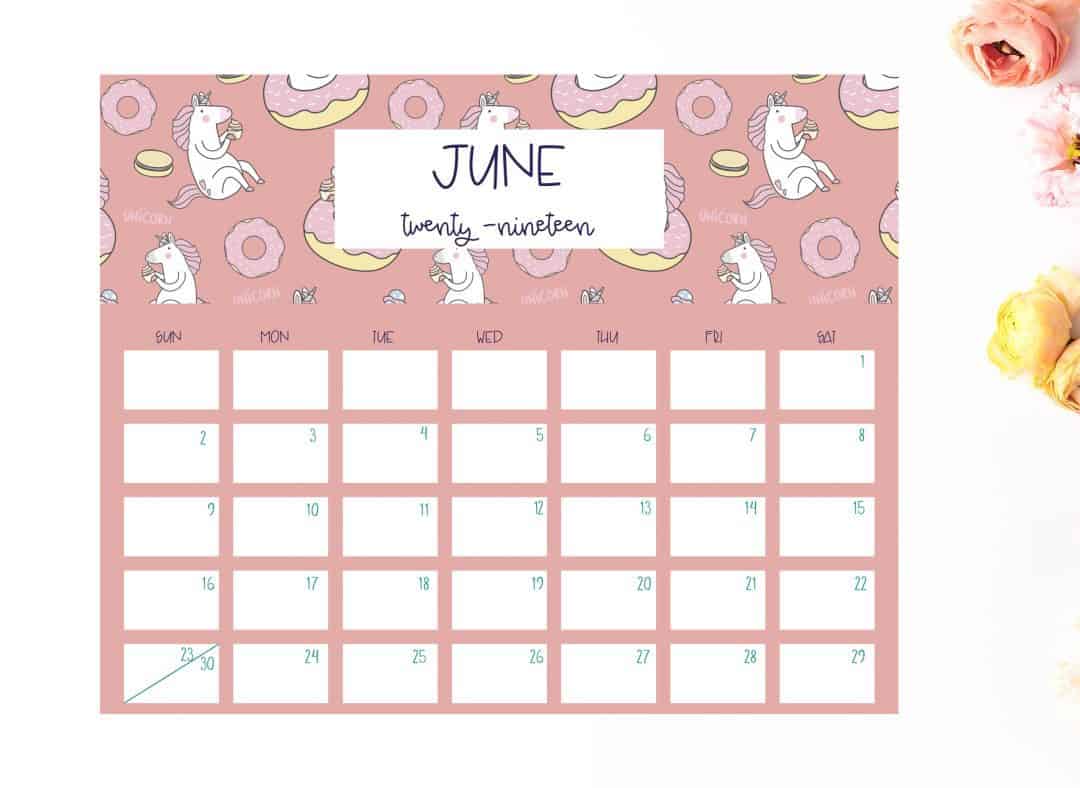 Free 2019 unicorn calendar | Shabby Mint Chic Party