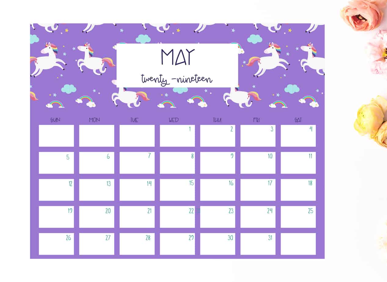 Free 2019 unicorn calendar | Shabby Mint Chic Party