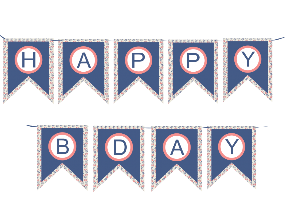Free Navy Blue Floral Alphabet Banner Printable | Shabby Mint Chic Party