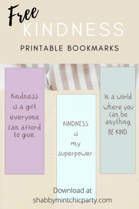 Free Printable Kindness bookmarks | Shabby Mint Chic Party