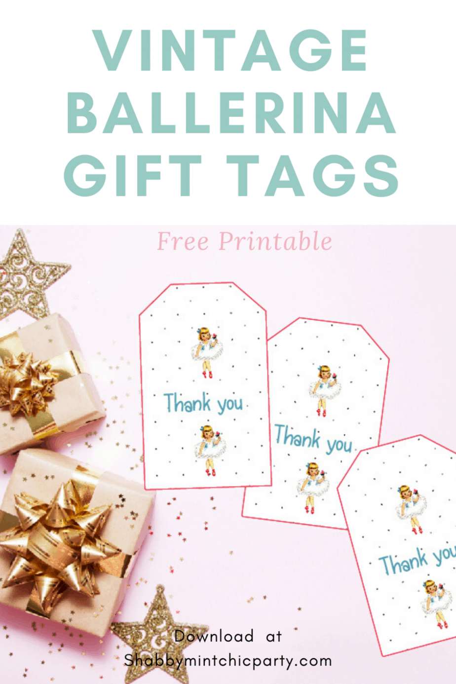 Free Polkadots Ballerina Printable Gift Tags | Shabby Mint Chic Party