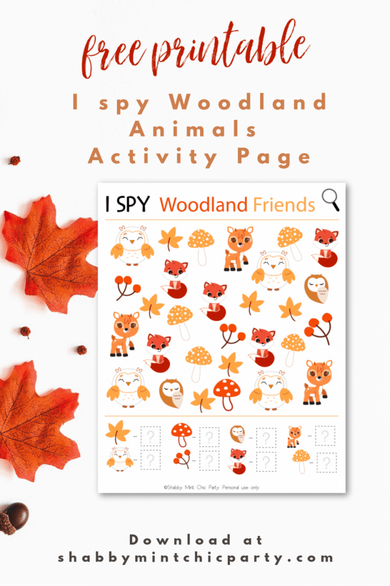 Free Printable I-SPY Woodland Animals Activity – Shabby Mint Chic Party