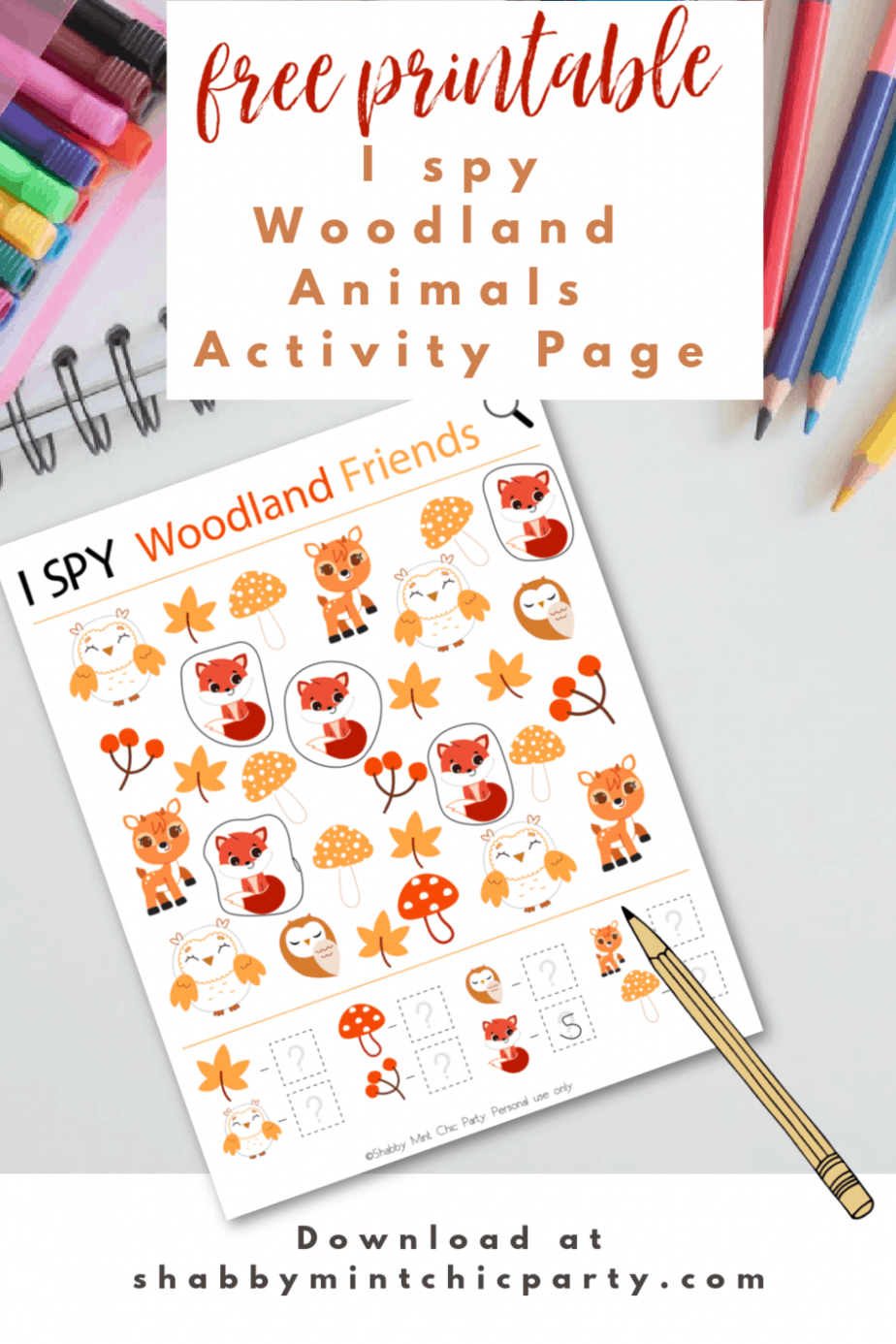 Free Printable I-SPY Woodland Animals Activity | Shabby Mint Chic Party