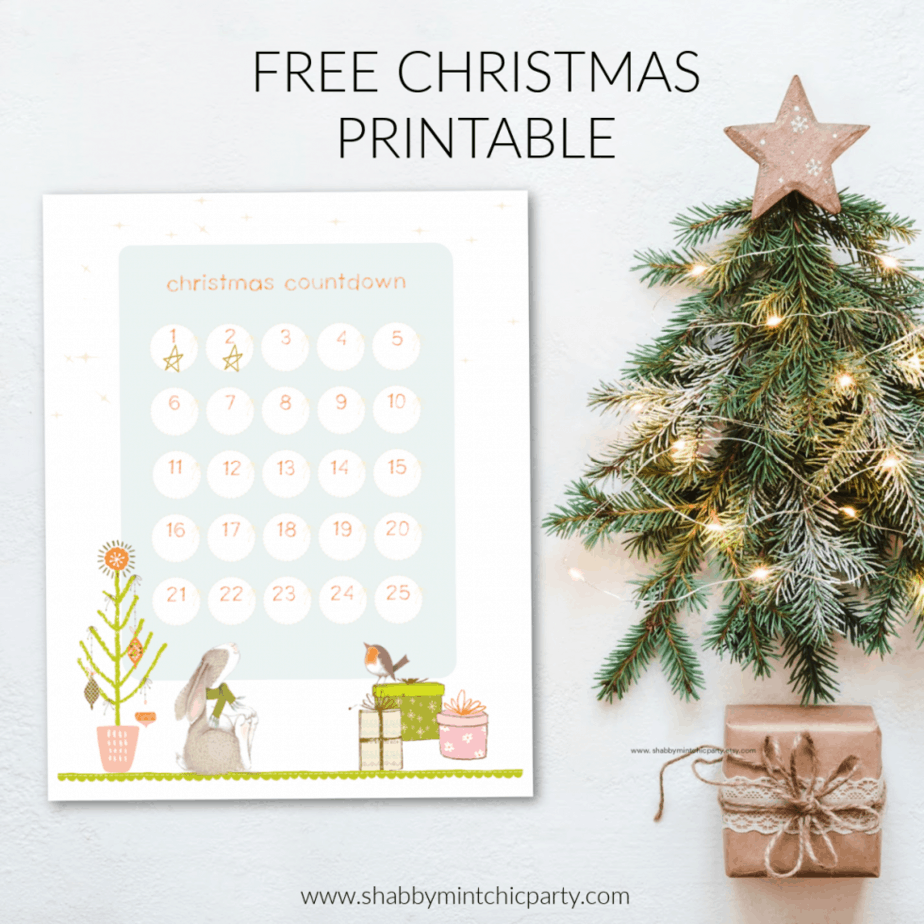 Free Printable Christmas Countdown with woodland animals | Shabby Mint ...