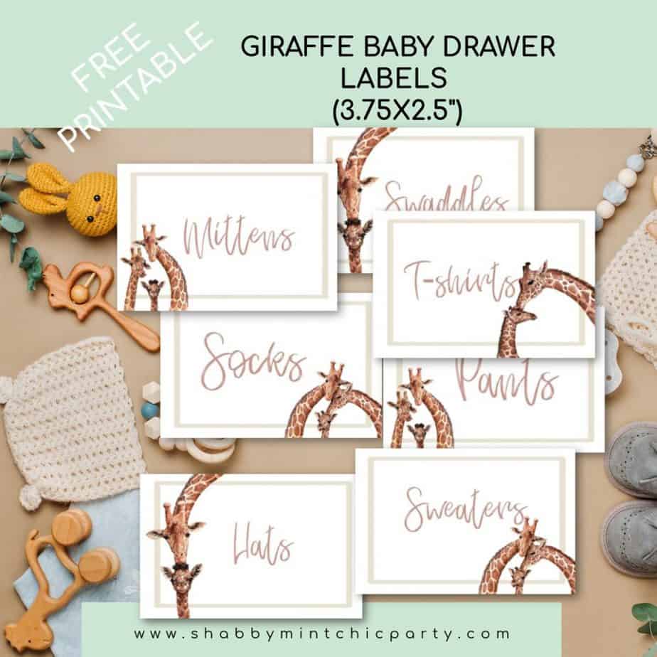 Free Printable Giraffes Drawer Labels | Shabby Mint Chic Party