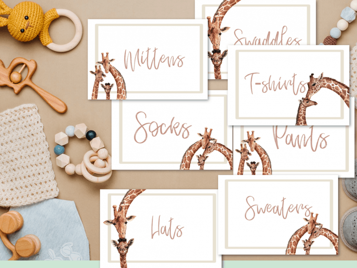 Free Printable Giraffes Drawer Labels – Shabby Mint Chic Party