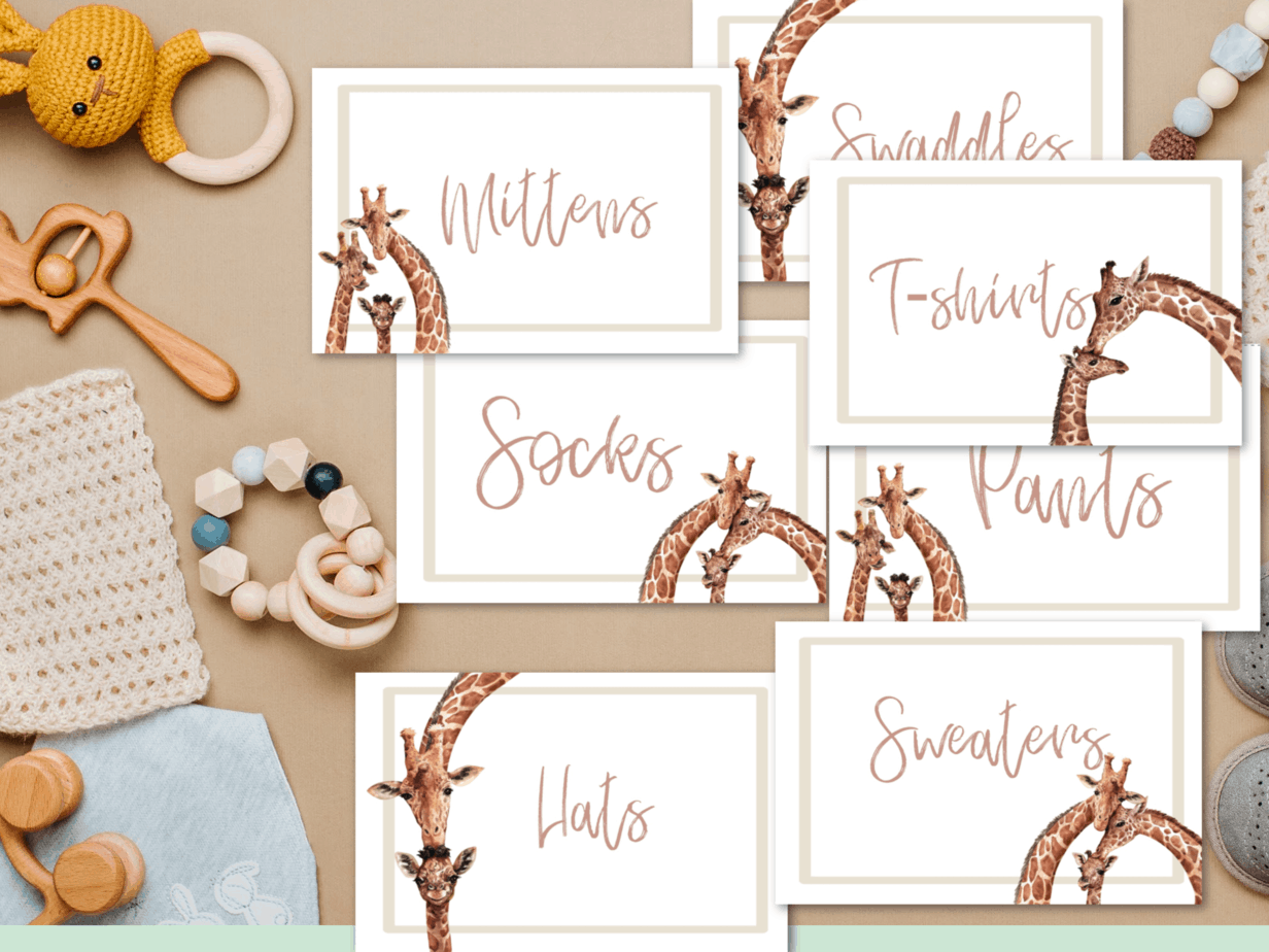 Free Printable Giraffes Drawer Labels – Shabby Mint Chic Party
