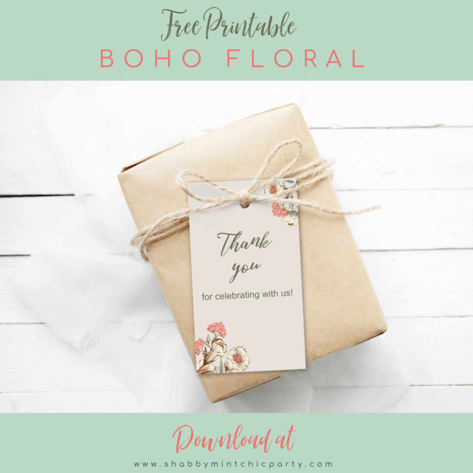 Free Printable Boho Floral Gift Tags | Shabby Mint Chic Party