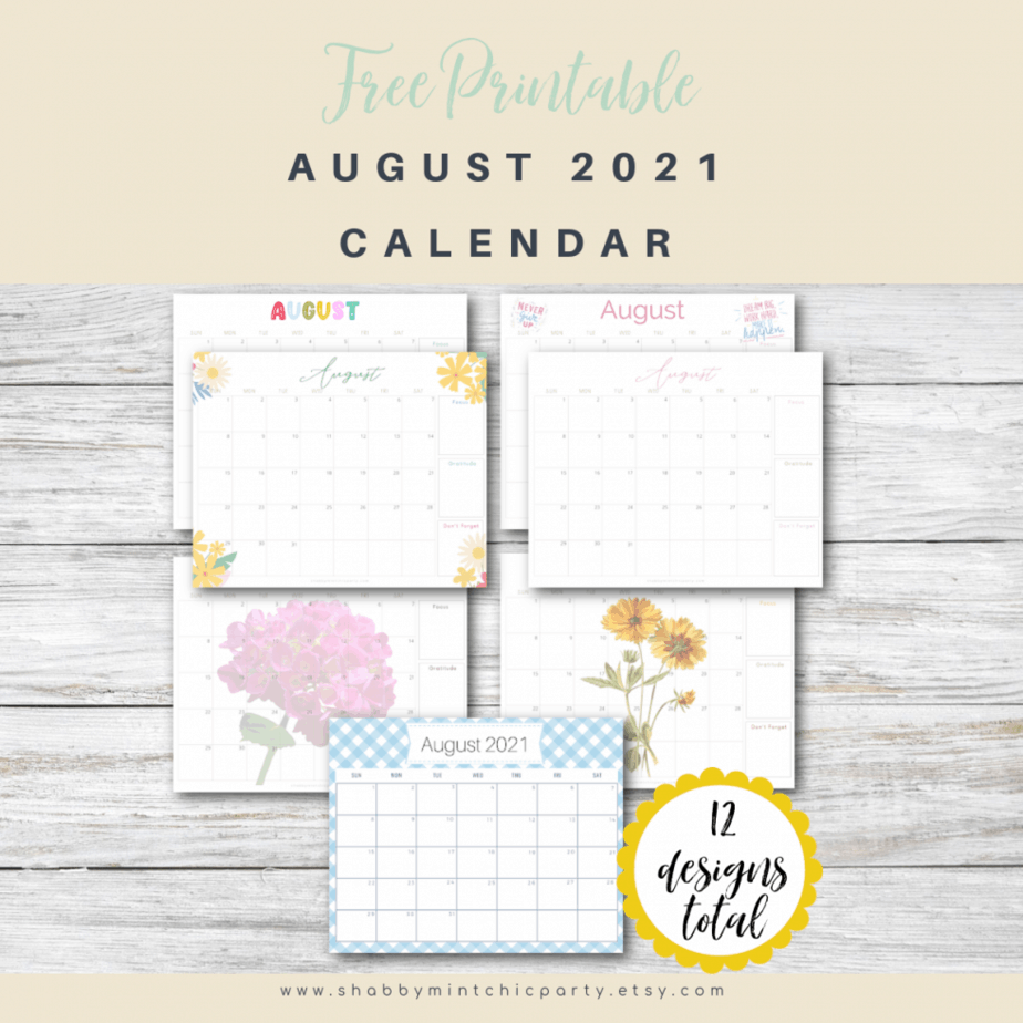 Free Printable August Calendar | Shabby Mint Chic Party