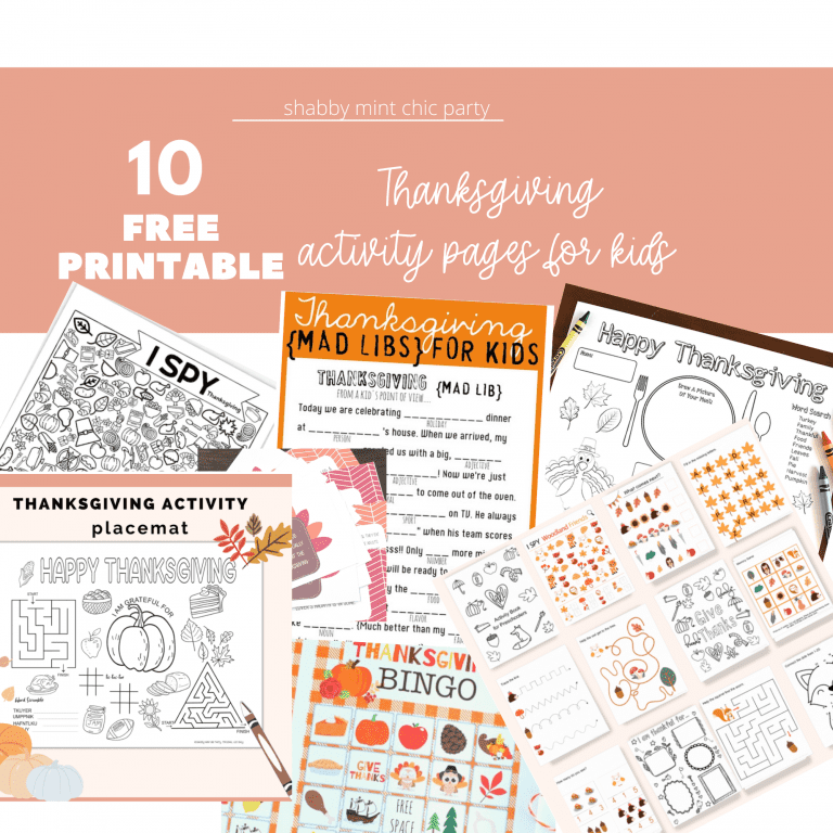 10 Free Printable Thanksgiving Kids Activity Pages – Shabby Mint Chic Party