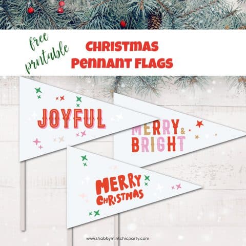 Free Christmas Pennant Flags | Shabby Mint Chic Party