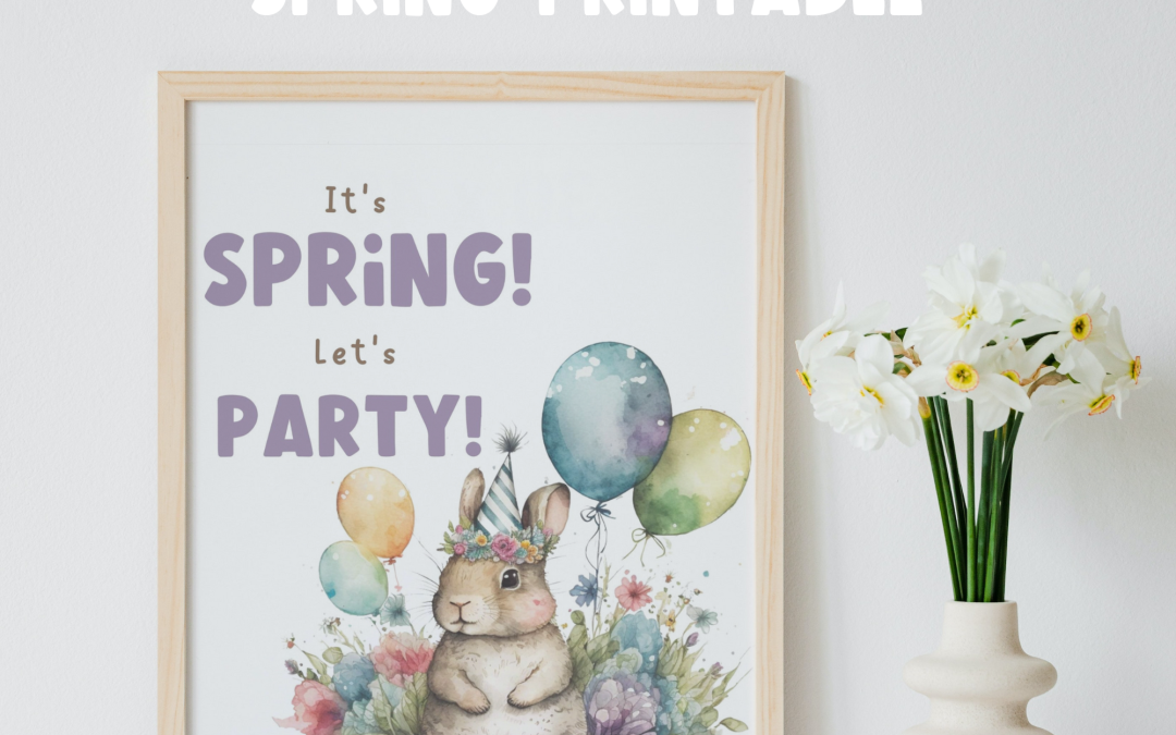 Cute Bunny Printable Wall Art for Spring Decor | Shabby Mint Chic Party