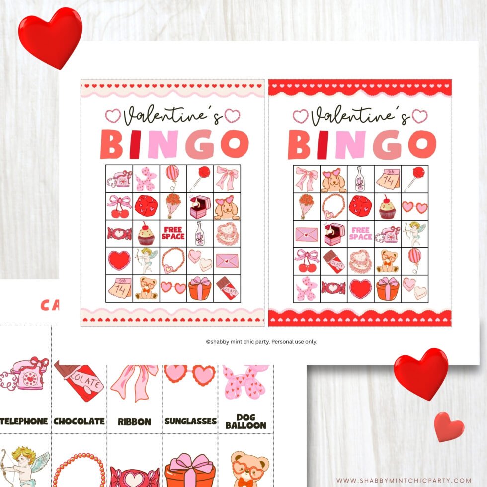 Free Printable Valentine’s Day Bingo – Shabby Mint Chic Party